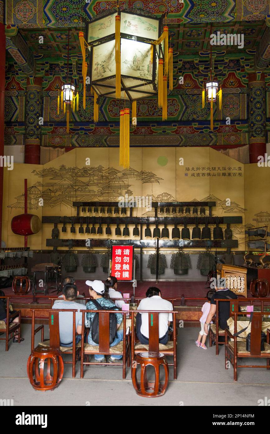 Auditorium room with a display of bells and musical instruments prior ...