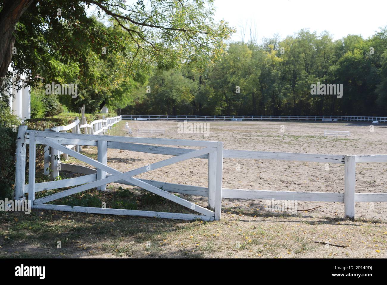 Beautiful photo of empty equestrian field for horse training ...
