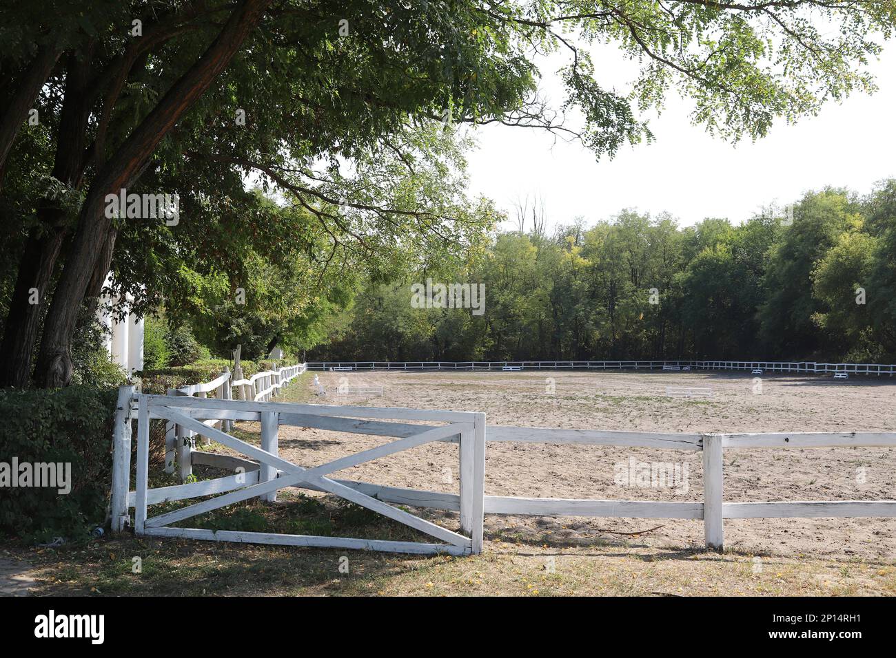 Beautiful photo of empty equestrian field for horse training ...