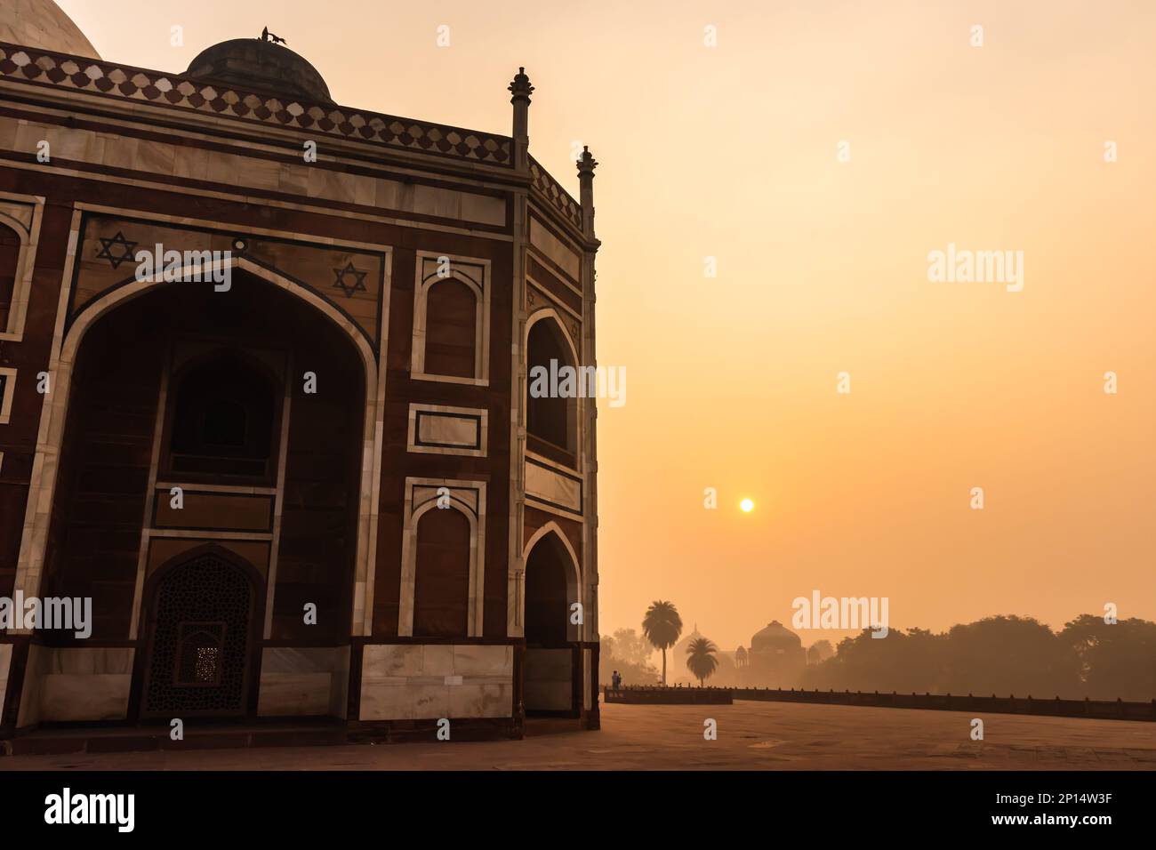 humayun tomb exterior view at misty morning from unique perspective ...
