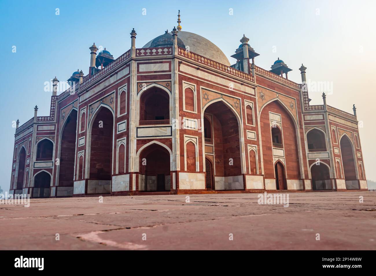 humayun tomb exterior view at misty morning from unique perspective ...