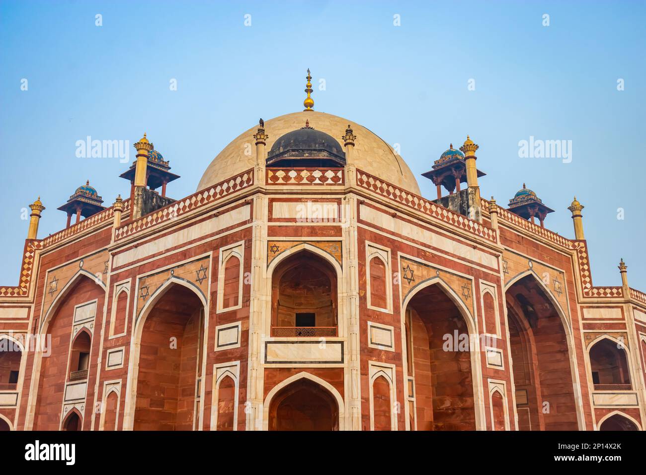 humayun tomb exterior view at misty morning from unique perspective ...