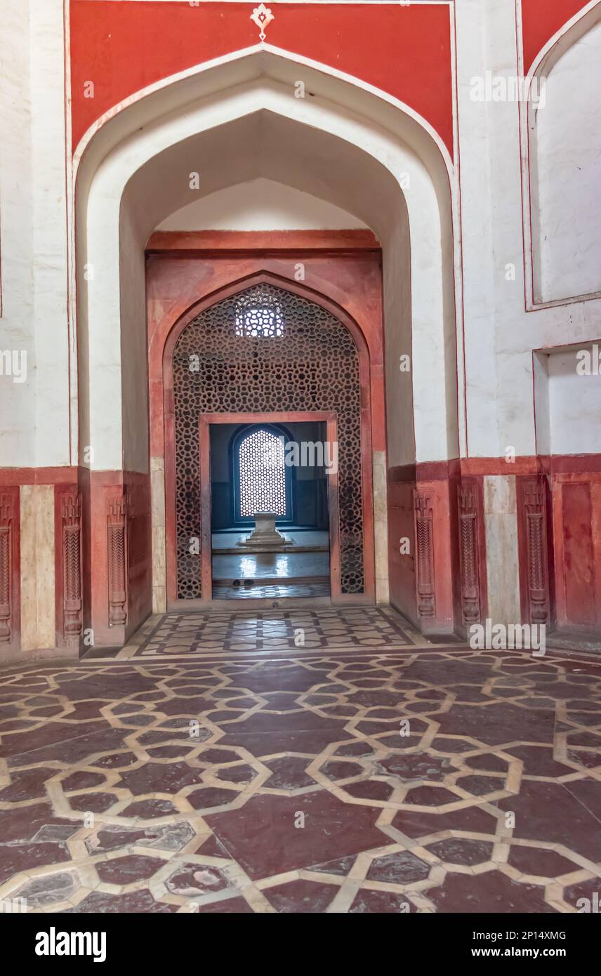 humayun tomb inside view at morning from unique perspective Stock Photo ...
