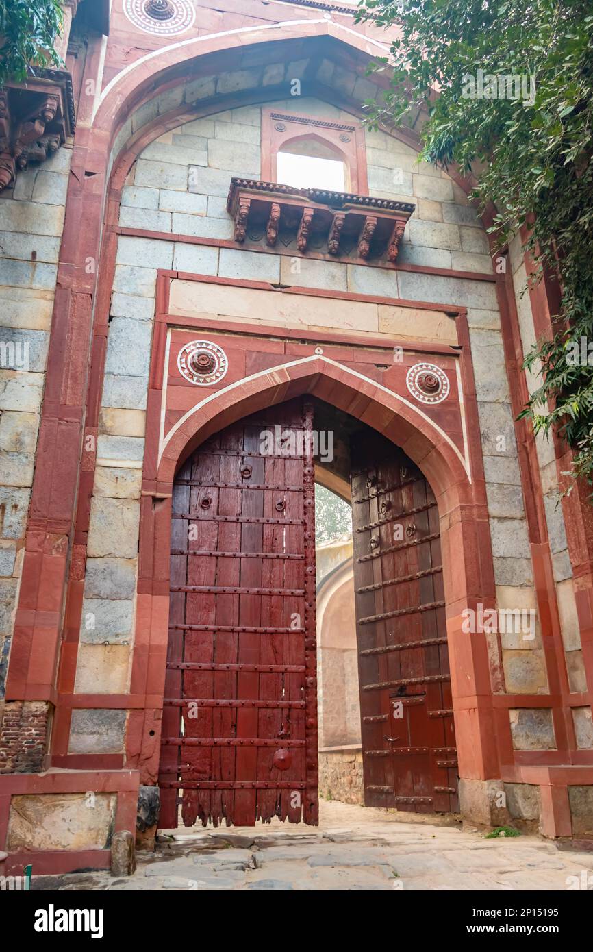 humayun tomb entrance gate view at misty morning from unique ...