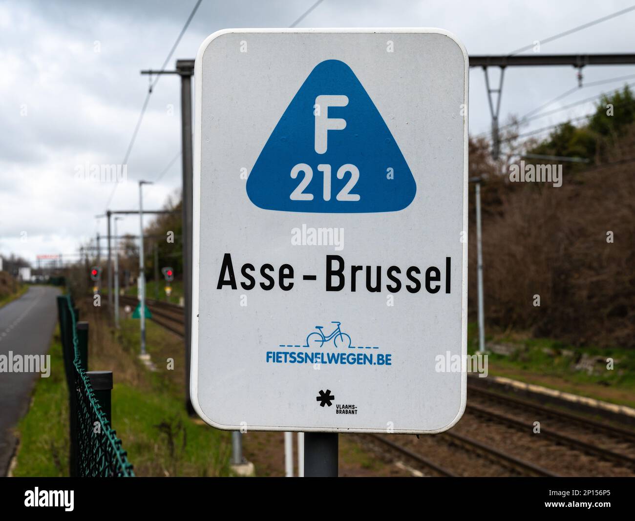 Zellik, Flemish Brabant Region, Belgium, Feb. 25 2023 - Sign of the ...