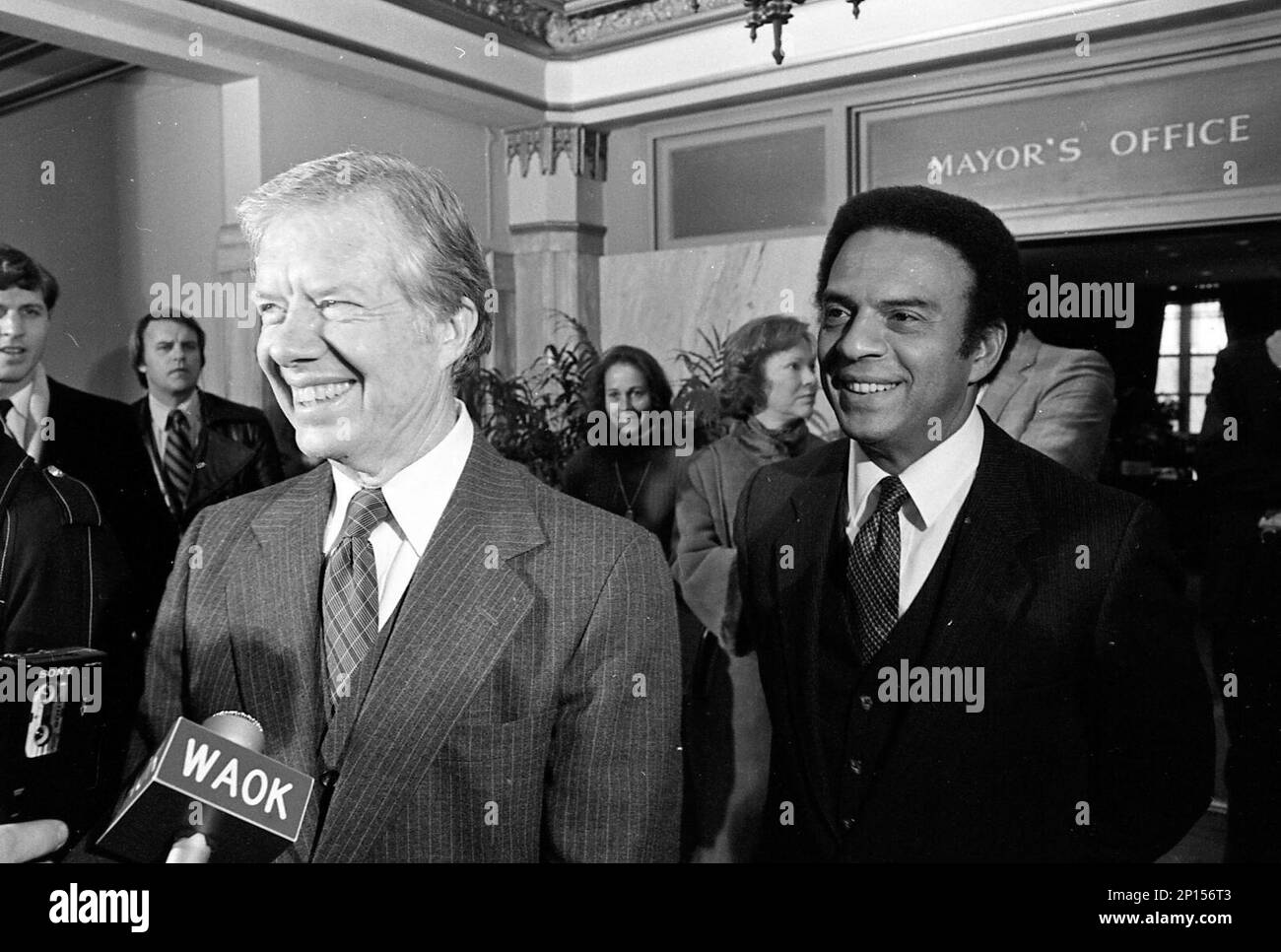 Former president Jimmy Carter and newly elected mayor Andrew Young ...