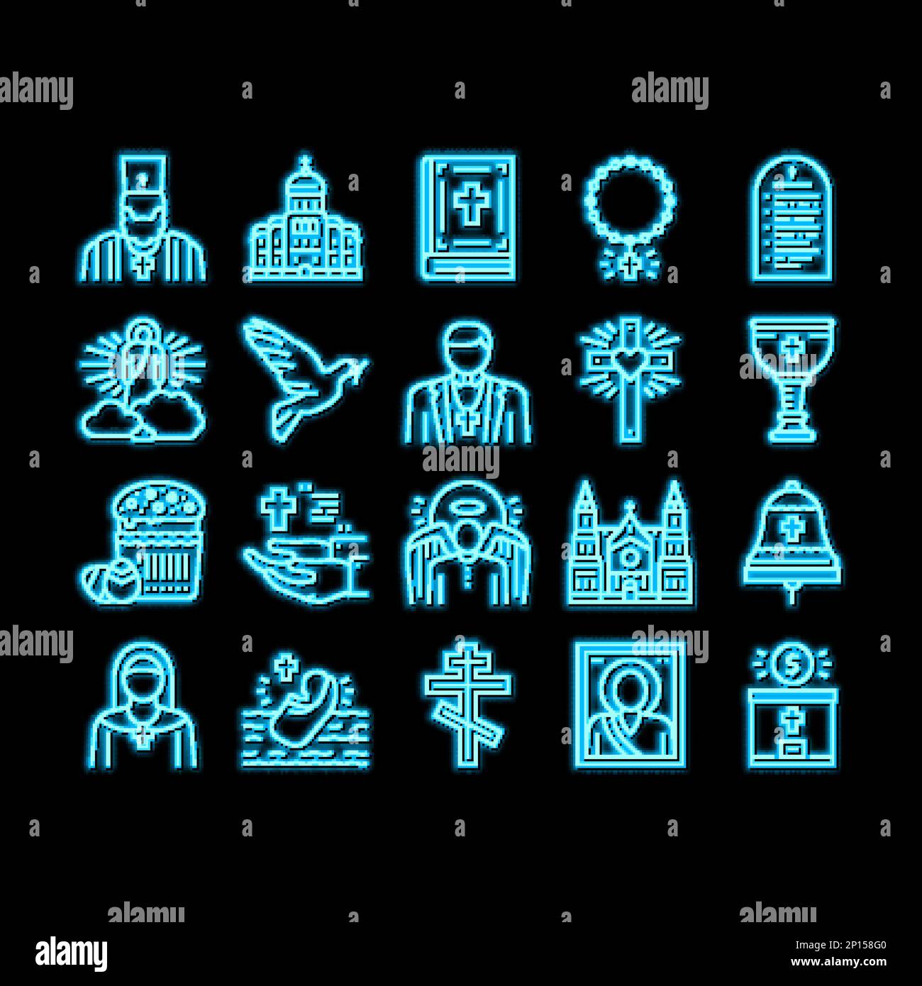 Christianity Religion Church neon glow icon illustration Stock Vector ...