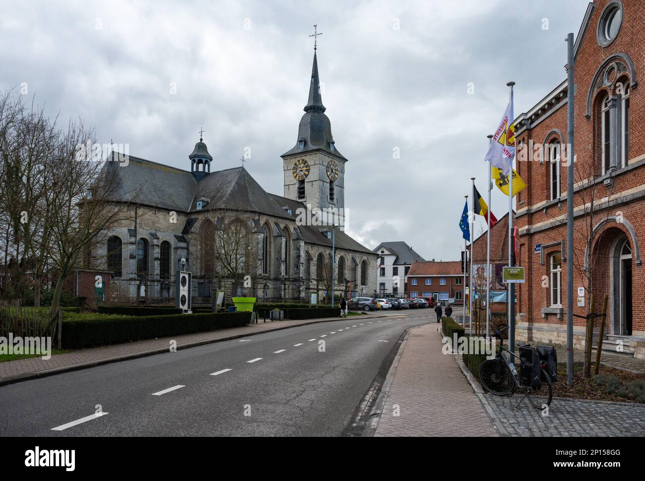 Merchtem, Flemish Brabant Region, Belgium, Feb. 25 2023 - The village ...