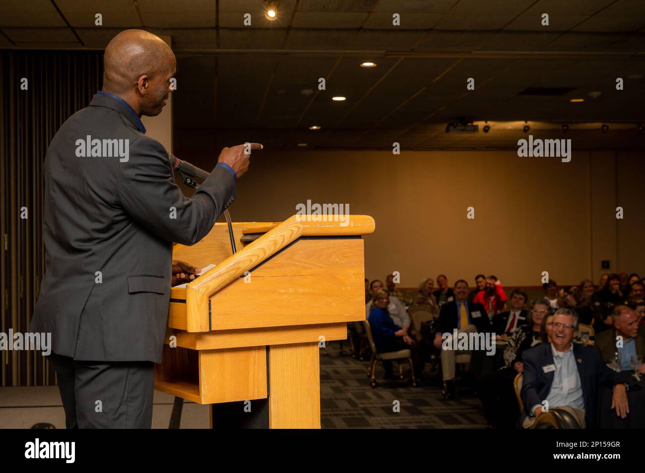 U.S. Air Force Col. Kenneth McGhee, 91st Missile Wing commander, speaks ...