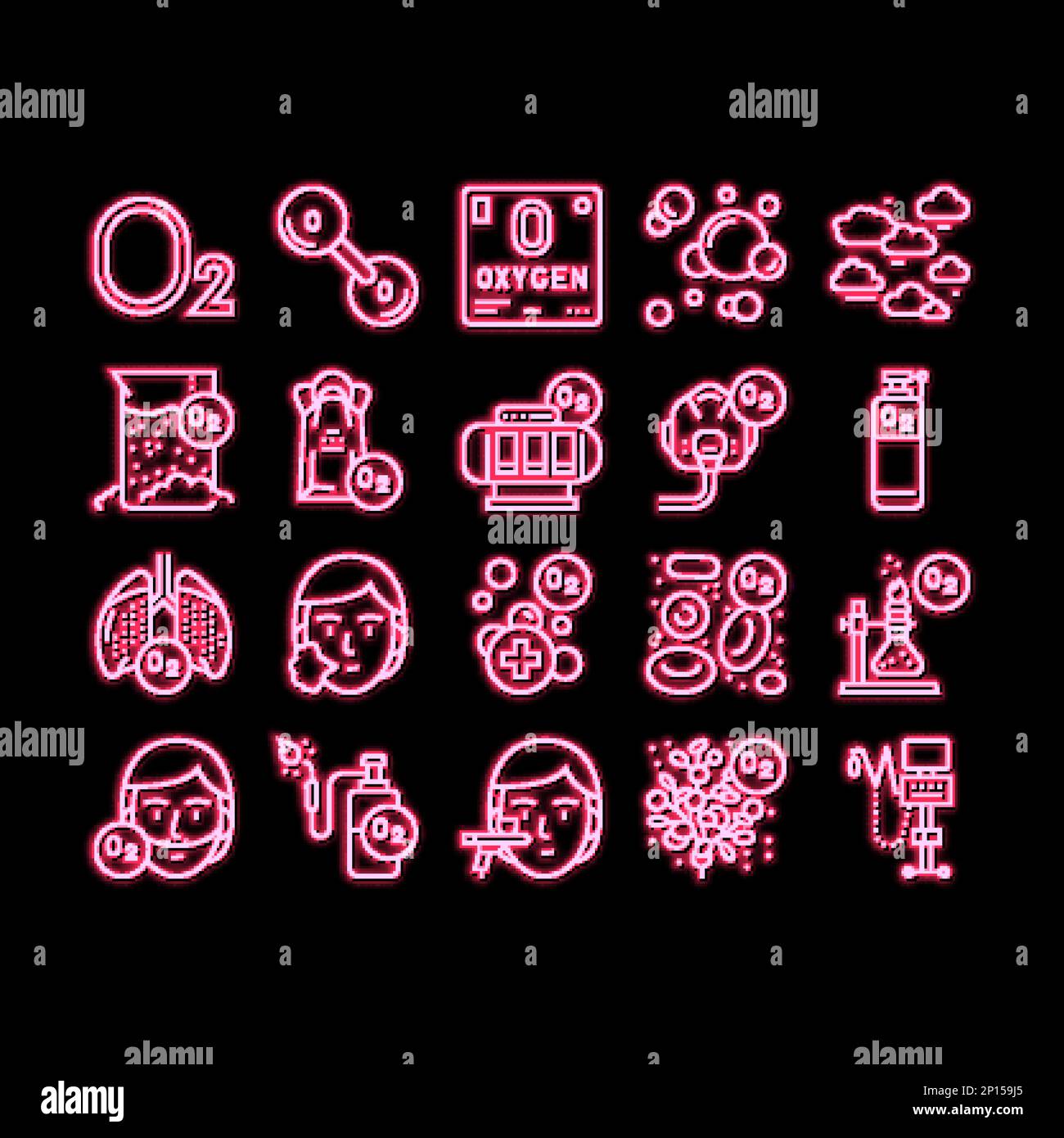 Oxygen O2 Chemical neon glow icon illustration Stock Vector Image & Art ...