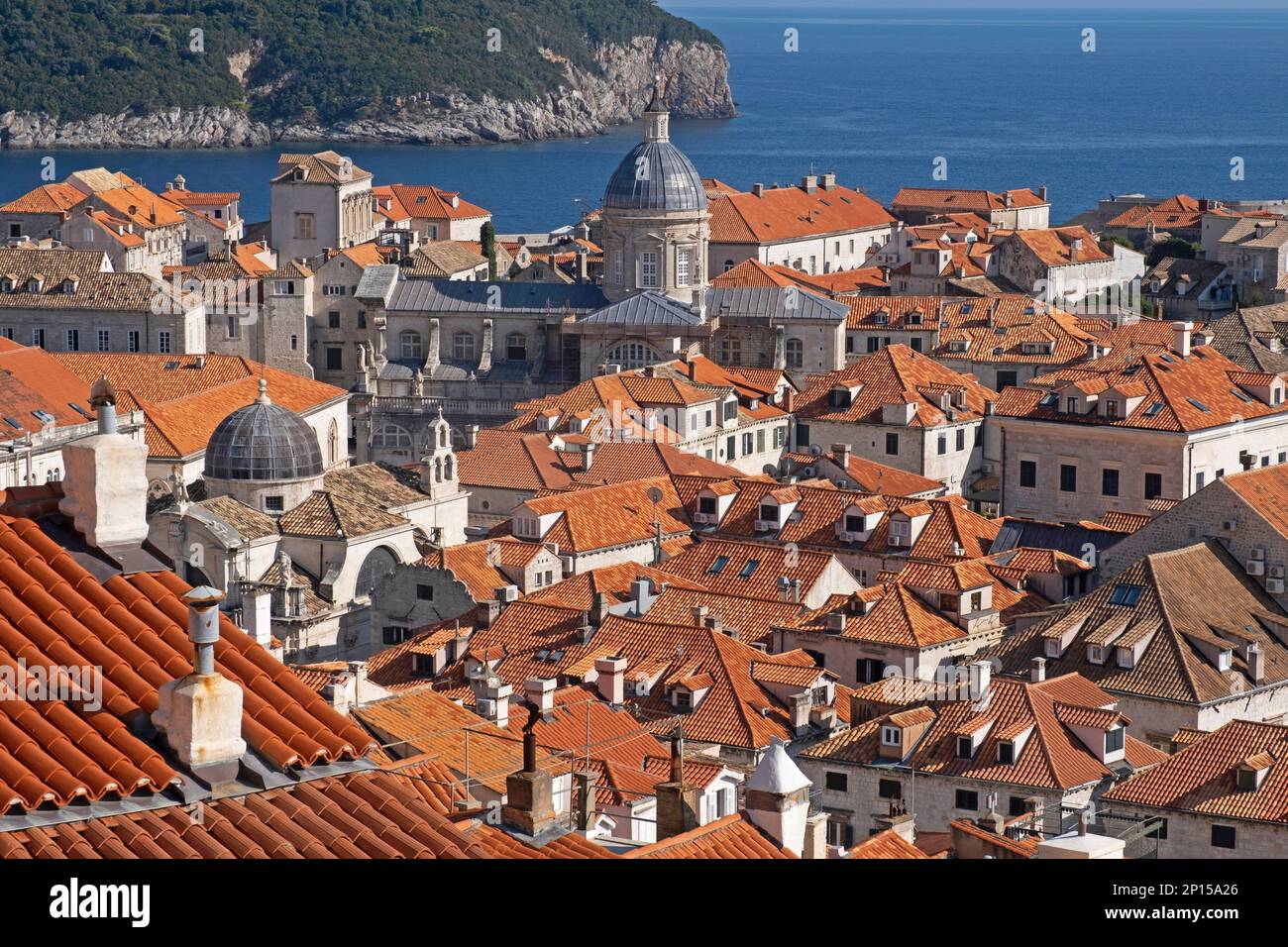 View over the domes of Dubrovnik Cathedral and St Blaise's church in ...