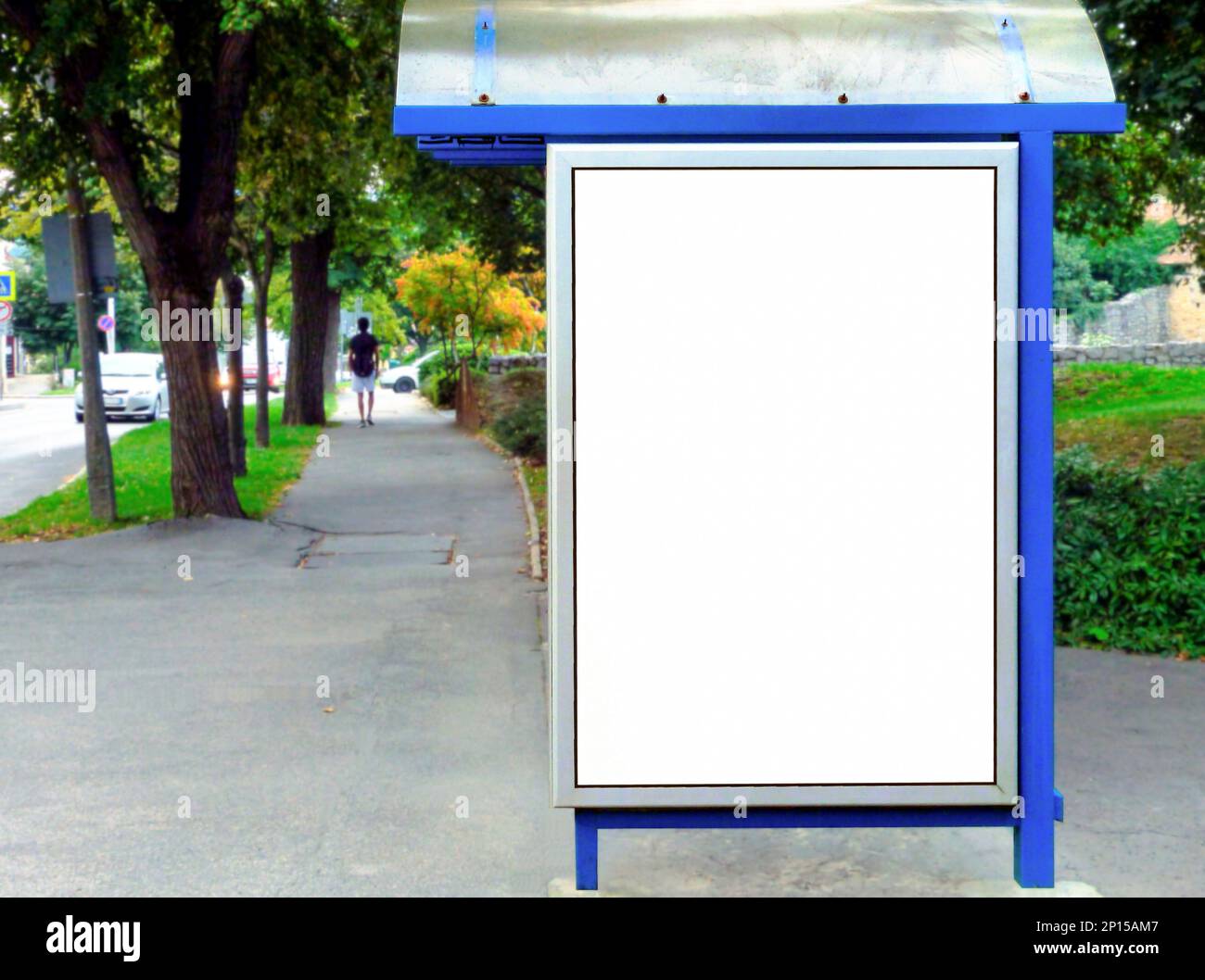 bus shelter with lightbox ad sign. mockup template. glass billboard ...