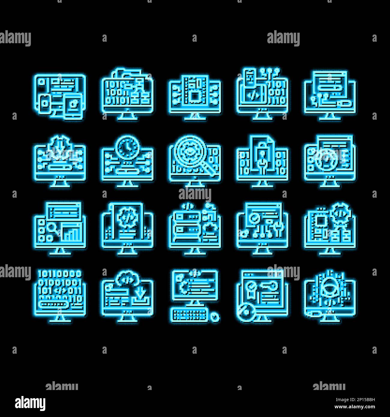 Software Program Development neon glow icon illustration Stock Vector ...