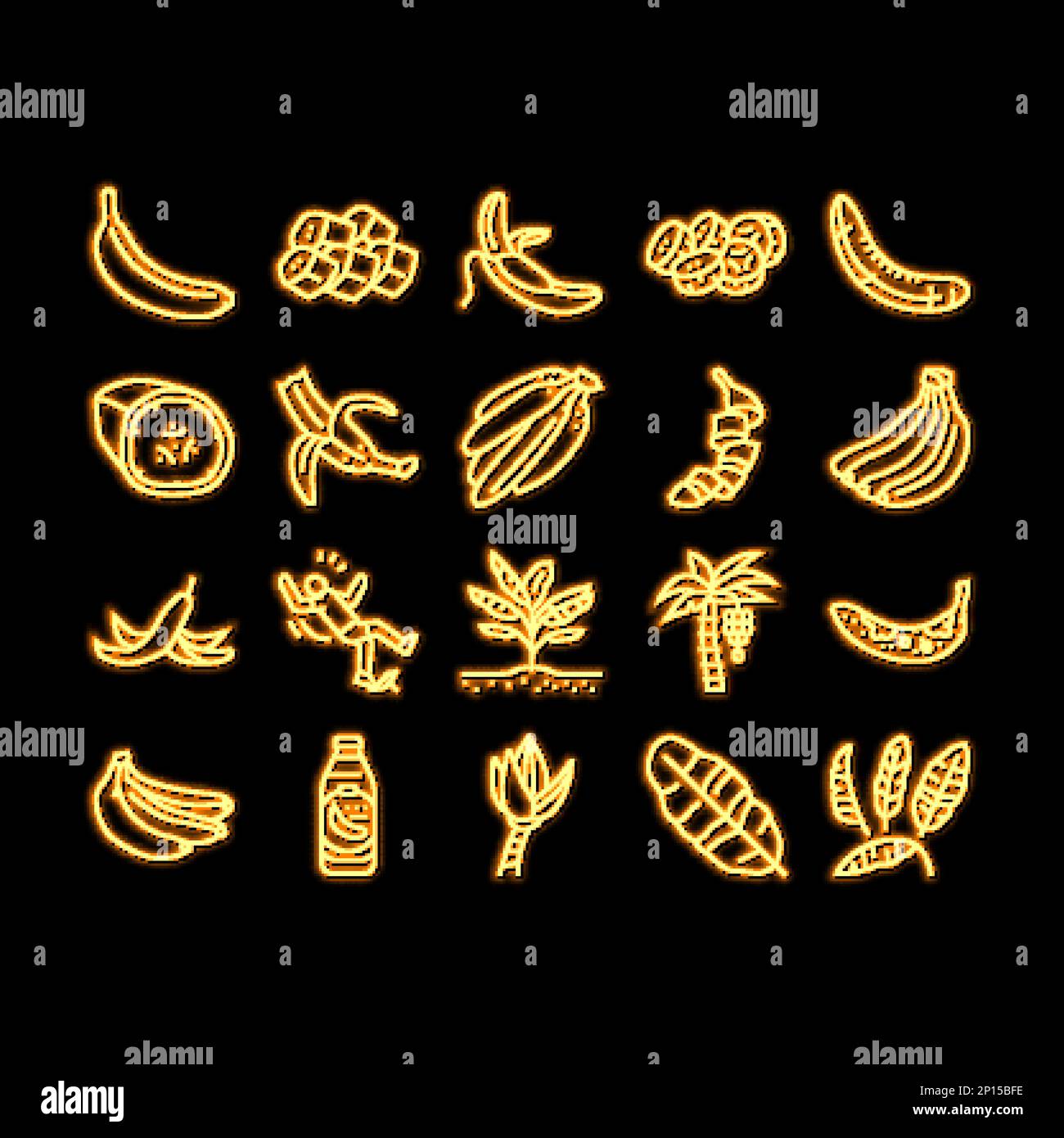 banana fruit food yellow white neon glow icon illustration Stock Vector ...