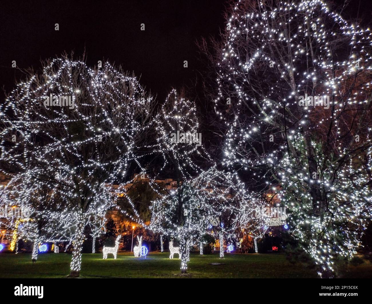 Christmas lights in Baia Mare city, Romania Stock Photo - Alamy