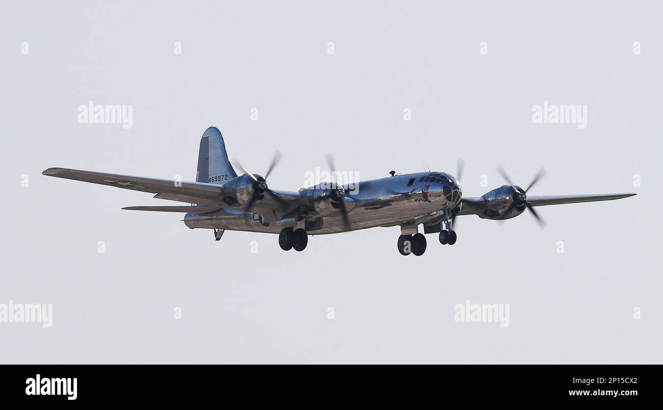 The Boeing B-29 Superfortress known as “Doc” takes to the sky early ...