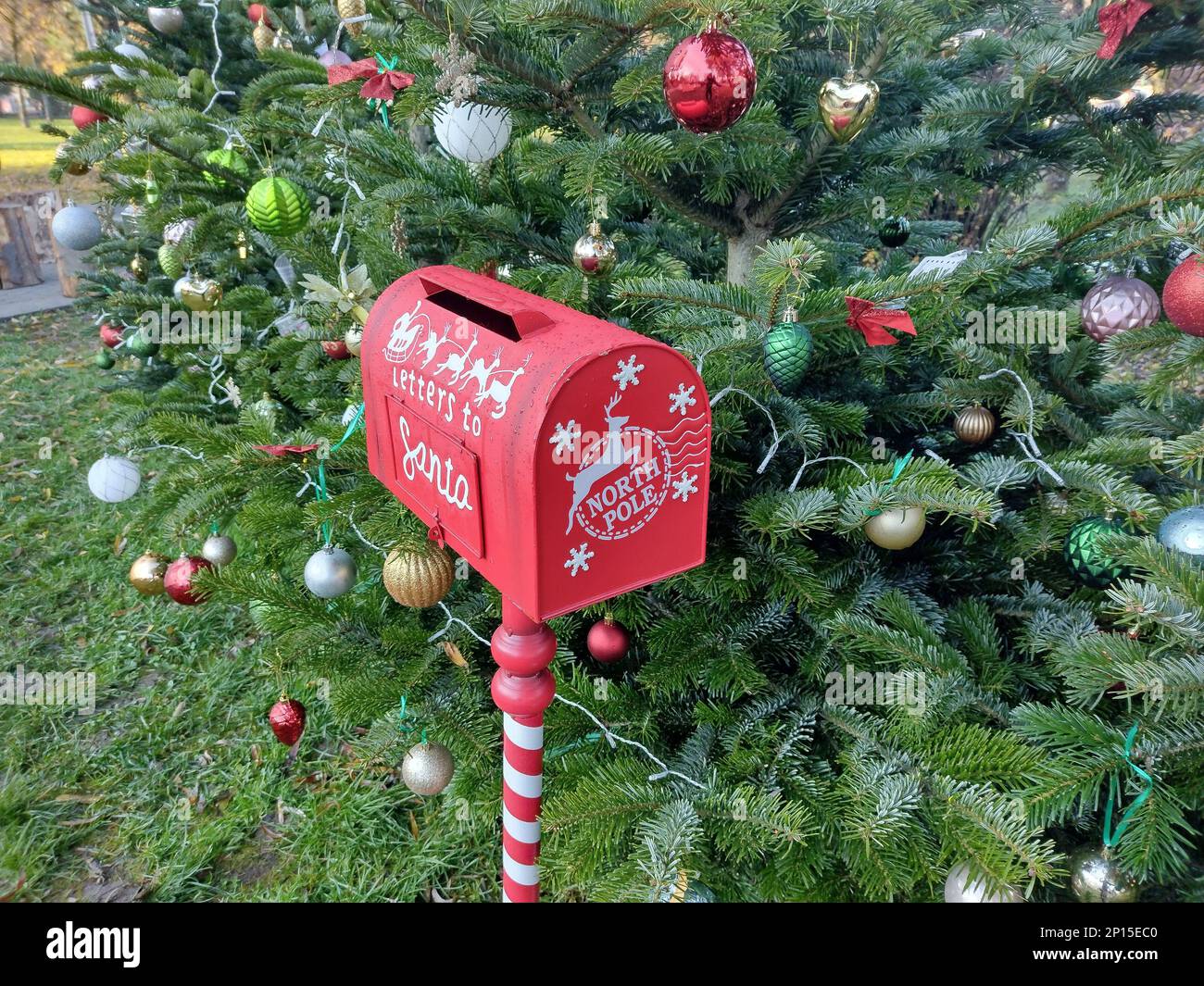Letter box for Santa. Letters to Santa Stock Photo - Alamy