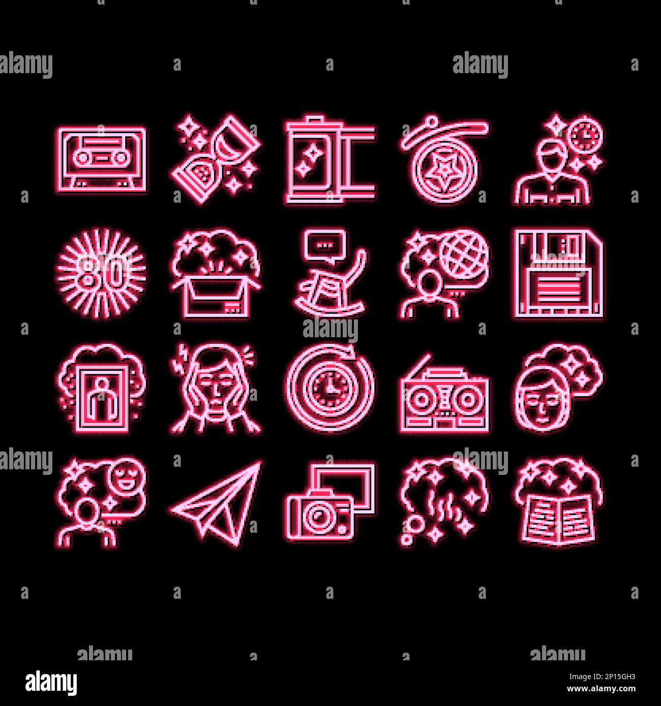 Nostalgia And Memory neon glow icon illustration Stock Vector Image ...