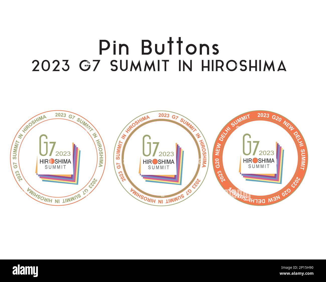 Pin Button Badges G7, G7 summit in Hiroshima, G7 2023, vector file Stock Vector Image & Art - Alamy