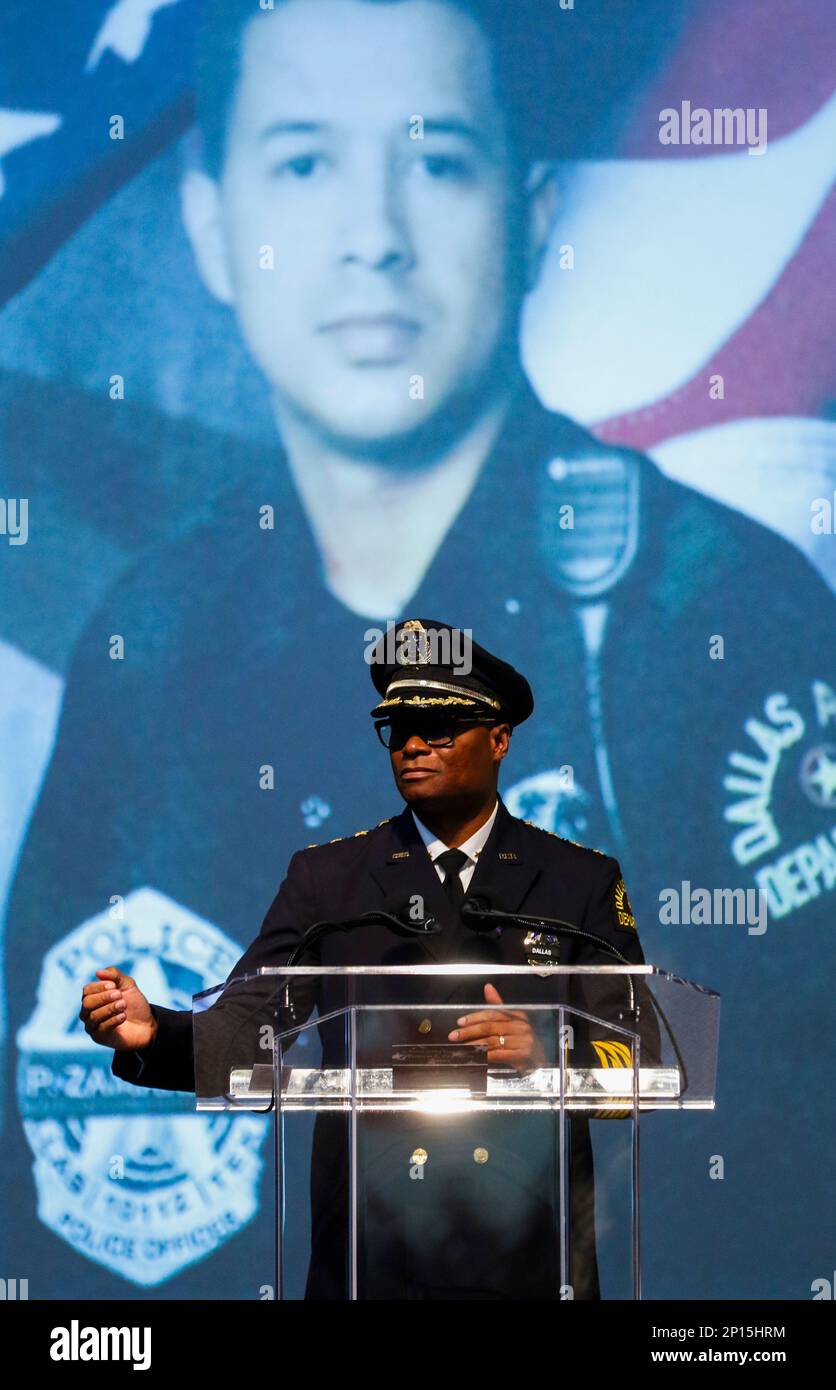 Dallas Police Chief David Brown speaks during a funeral service for ...