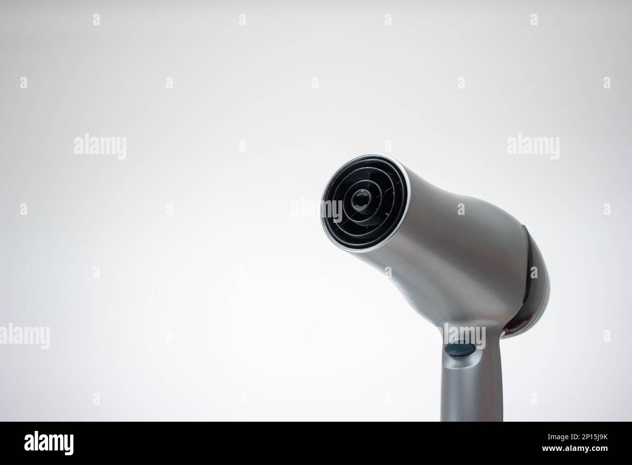 Generic silver hair dryer. Close up studio shot, isolated on white ...