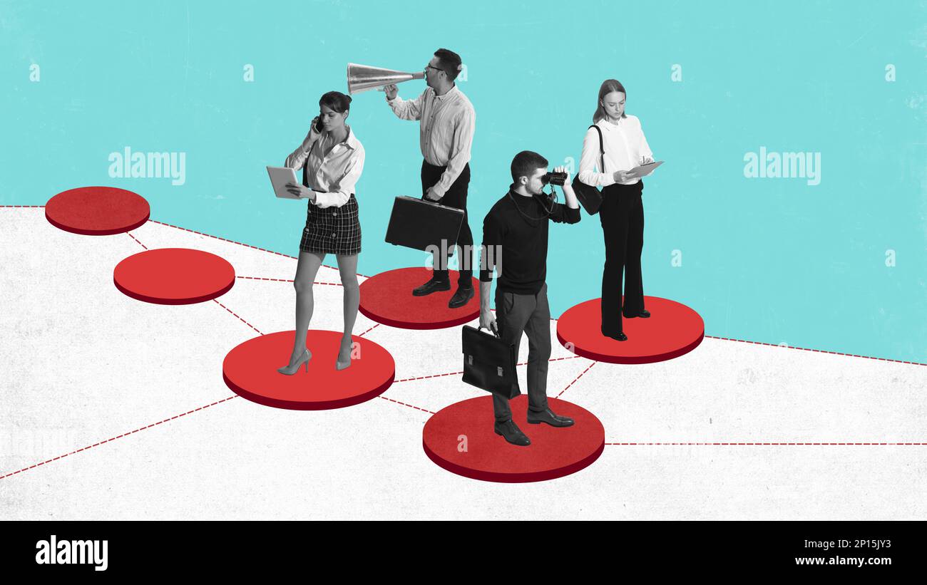 Conceptual design. Contemporary art collage. Motivated ambitious ...