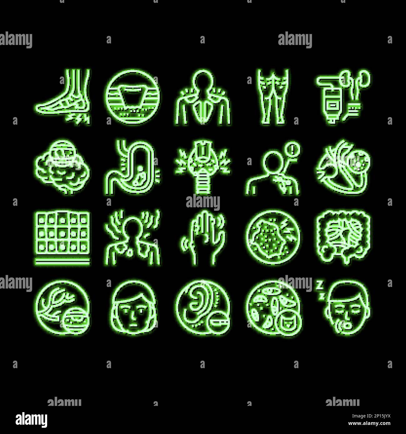 Disease Human Problem neon glow icon illustration Stock Vector Image ...