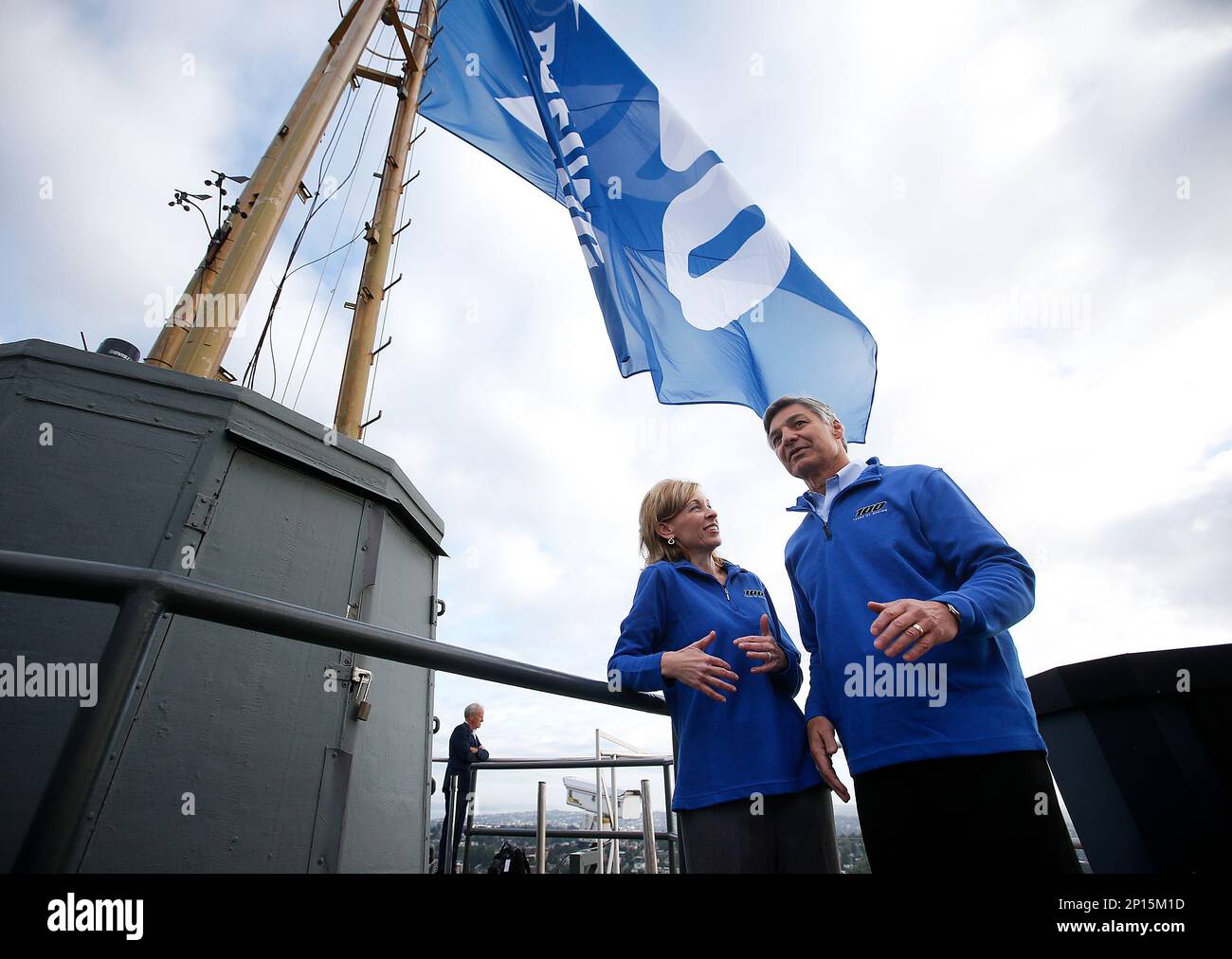 Ray Conner, president and CEO of Boeing Commercial Airplanes, right ...
