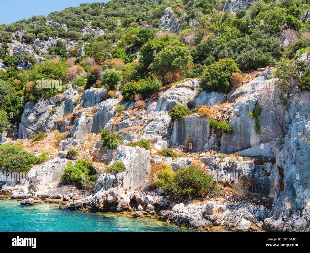 Ruins of Sunken city on Kekova, small Turkish island near Demre ...