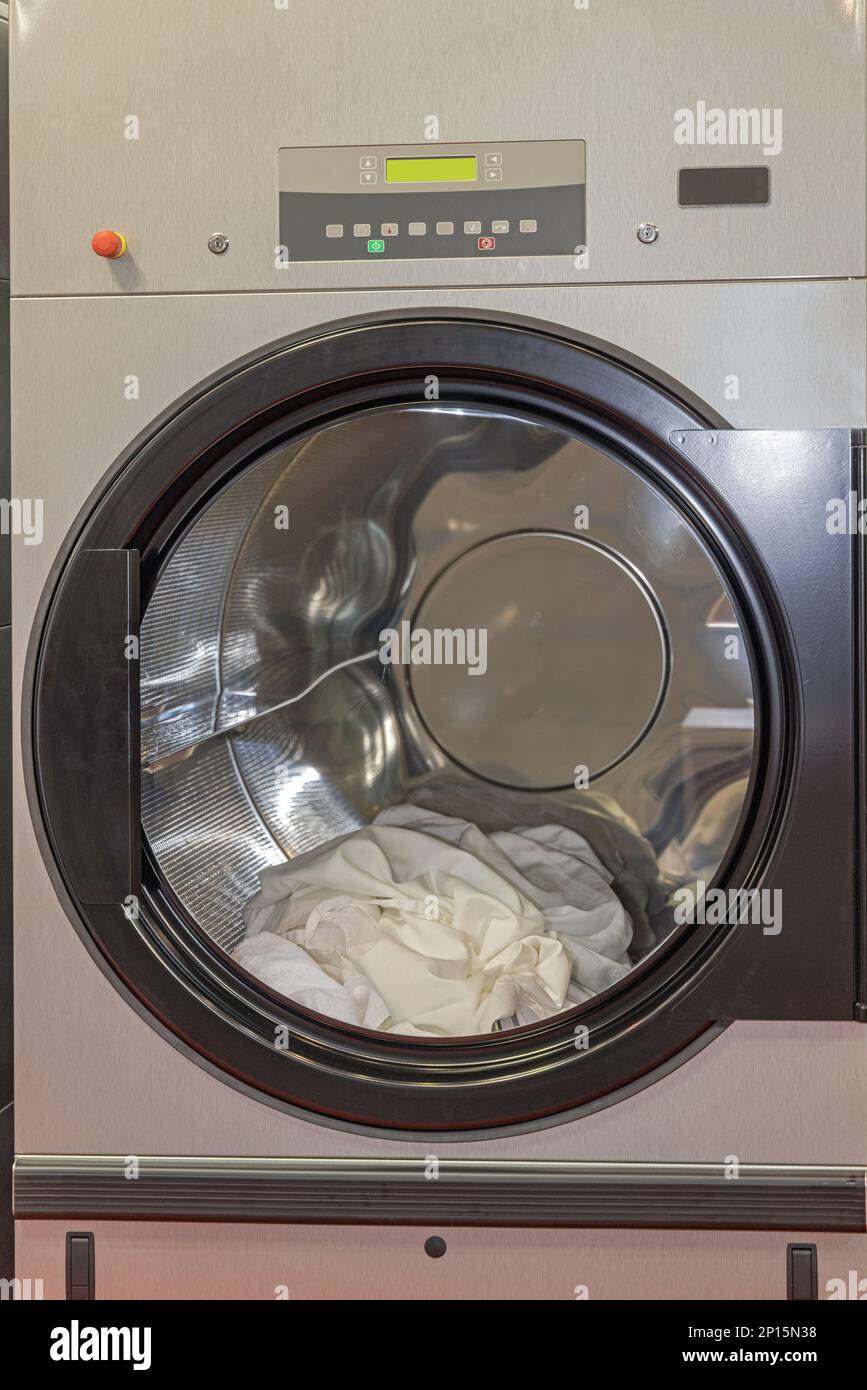 Large Capacity Clothes Dryer Machine Rotating Drum Process Stock Photo ...