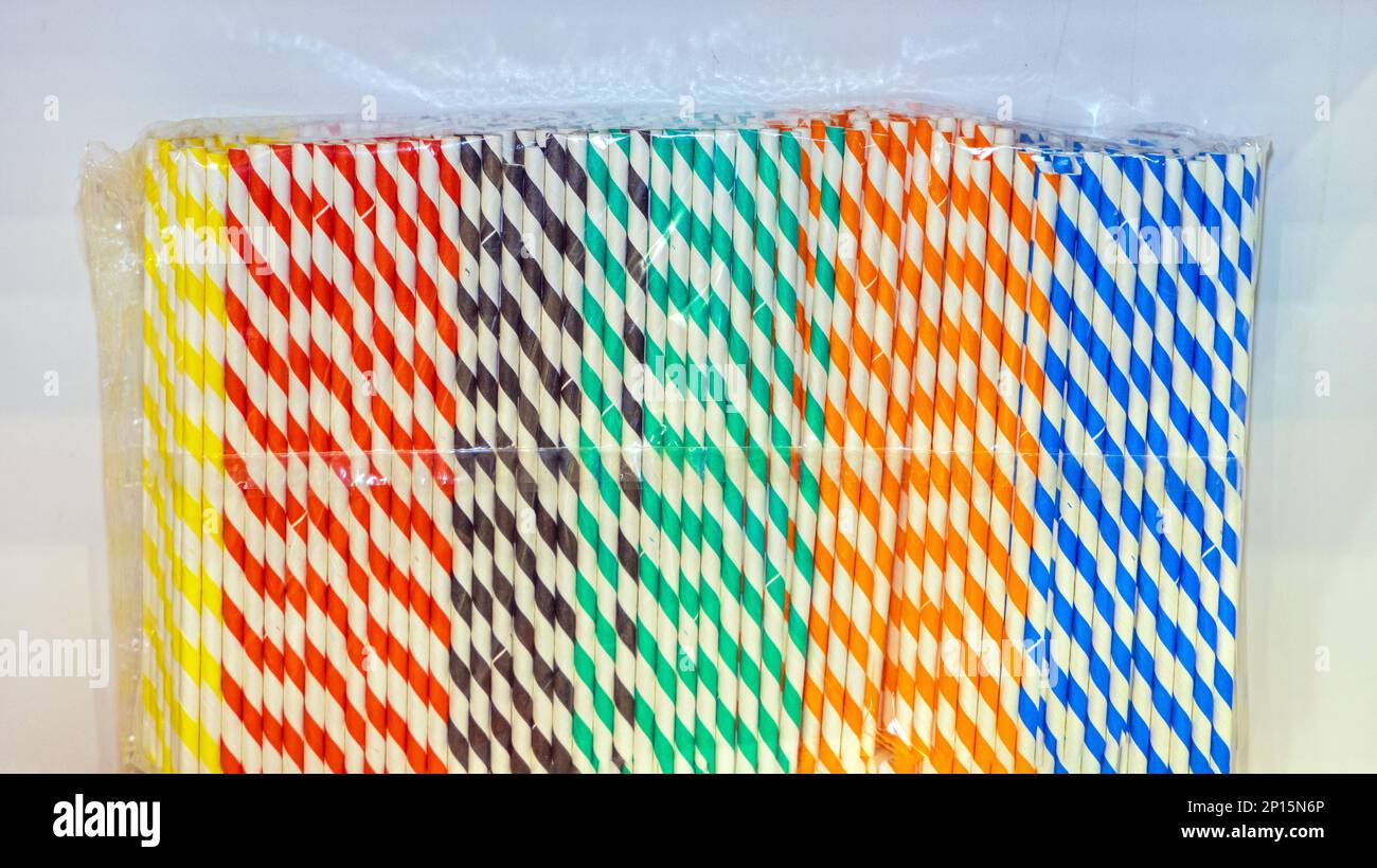 Colourful Drinking Straws Made From Paper Environment Friendly Stock ...