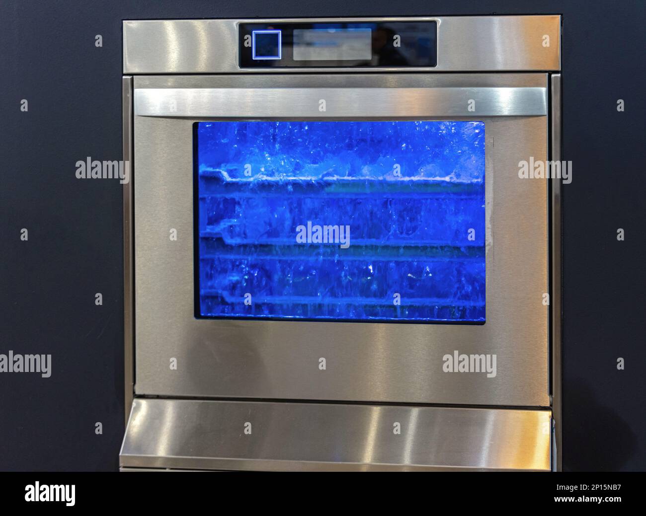 Splashing Water in Glass Washing Machine With Blue Lights Cleaning ...