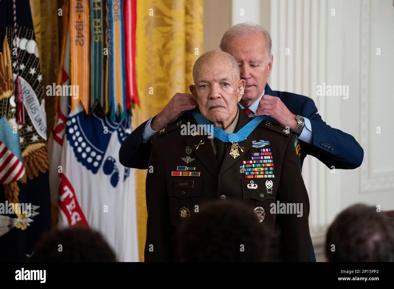 President Joe Biden awards the Medal of Honor to retired Army Col. Paris Davis for his heroism ...