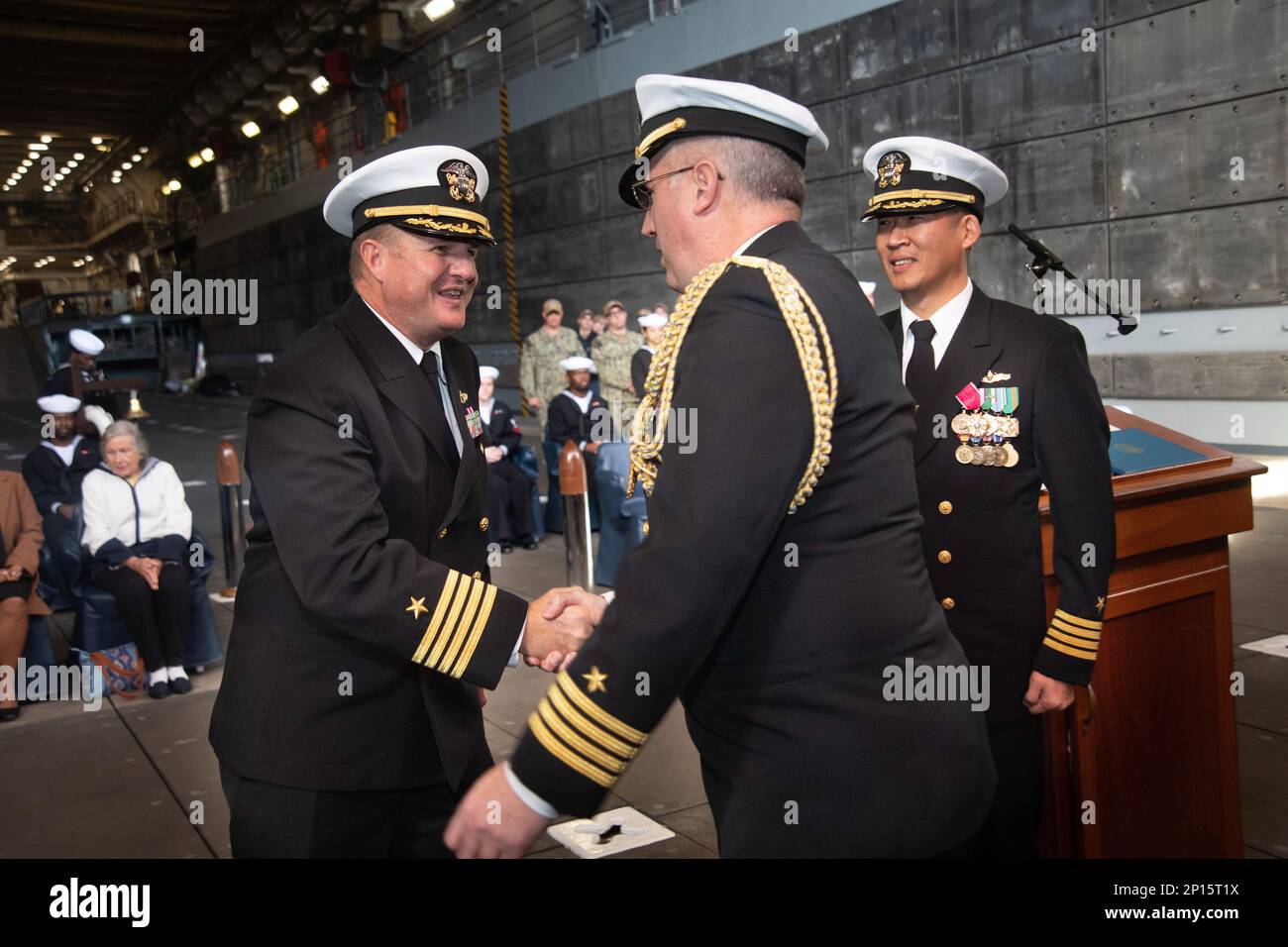 NAVAL BASE SAN DIEGO (Jan. 12, 2023) Capt. Ryan Rogers, left, shakes ...