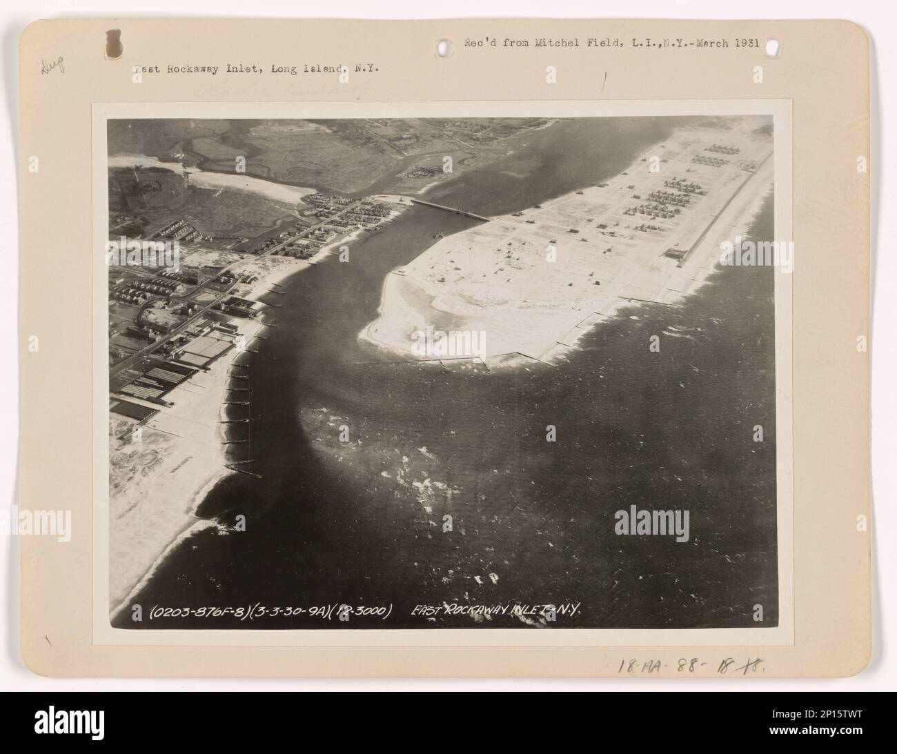 New York - Far Rockaway Beach through Eastons Point Light, Aerial ...
