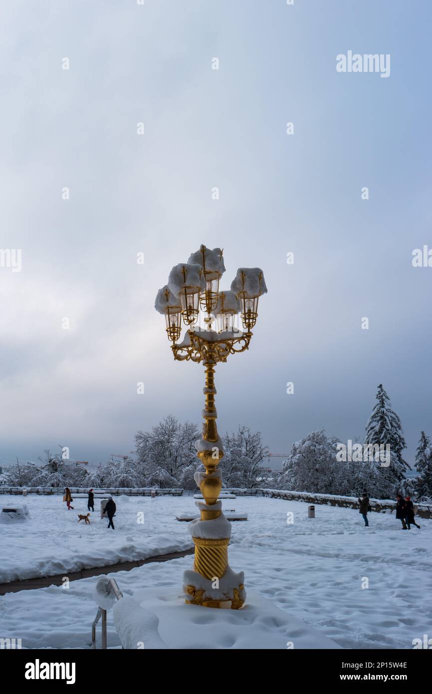 Gold covered decorative street lamp post in Zurich city Switzerland ...