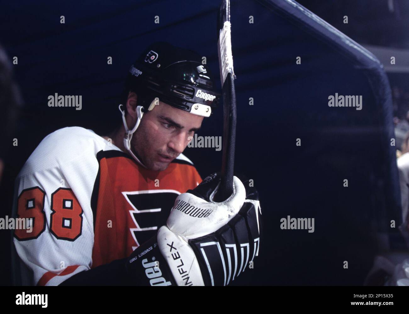 Philadelphia Flyers forward Eric Lindros (88) takes the ice in 1996 ...