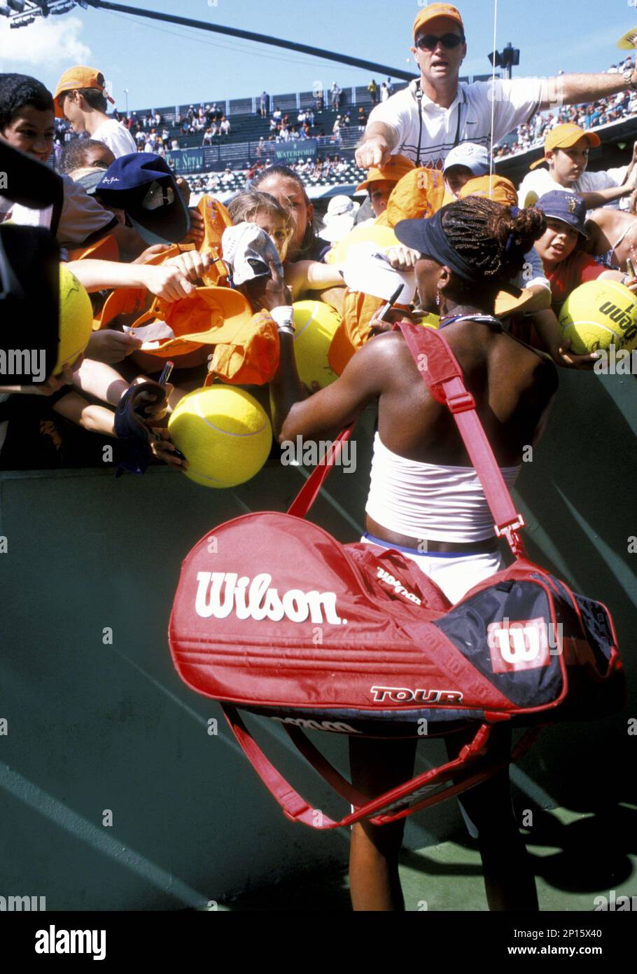 Tennis player Venus Williams signs autographs after competing at the ...