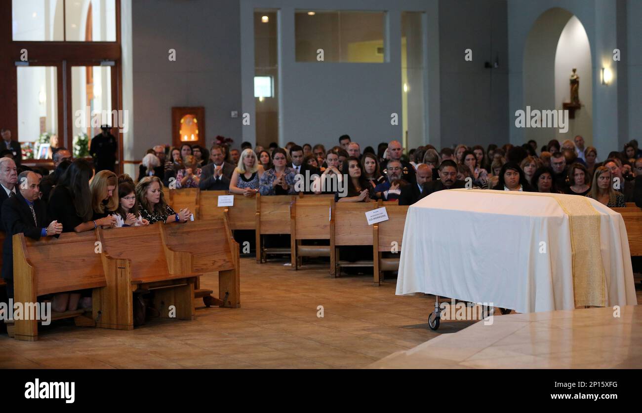 The casket of Dallas police Sgt. Michael Smith remains in the sanctuary ...