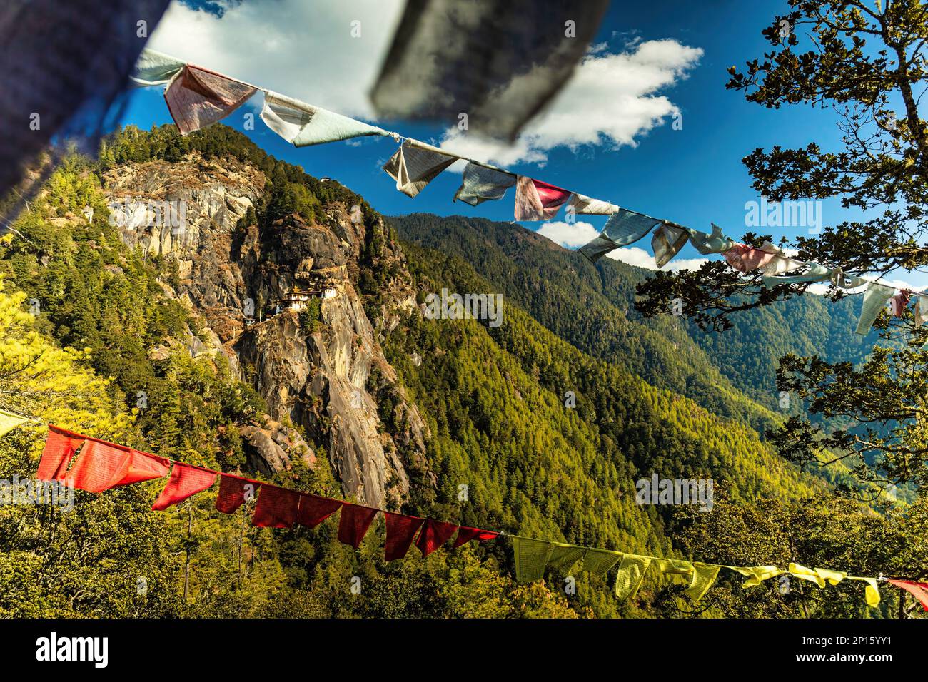 View of Taktshang Monastery on the mountain in Paro, Bhutan Stock Photo ...