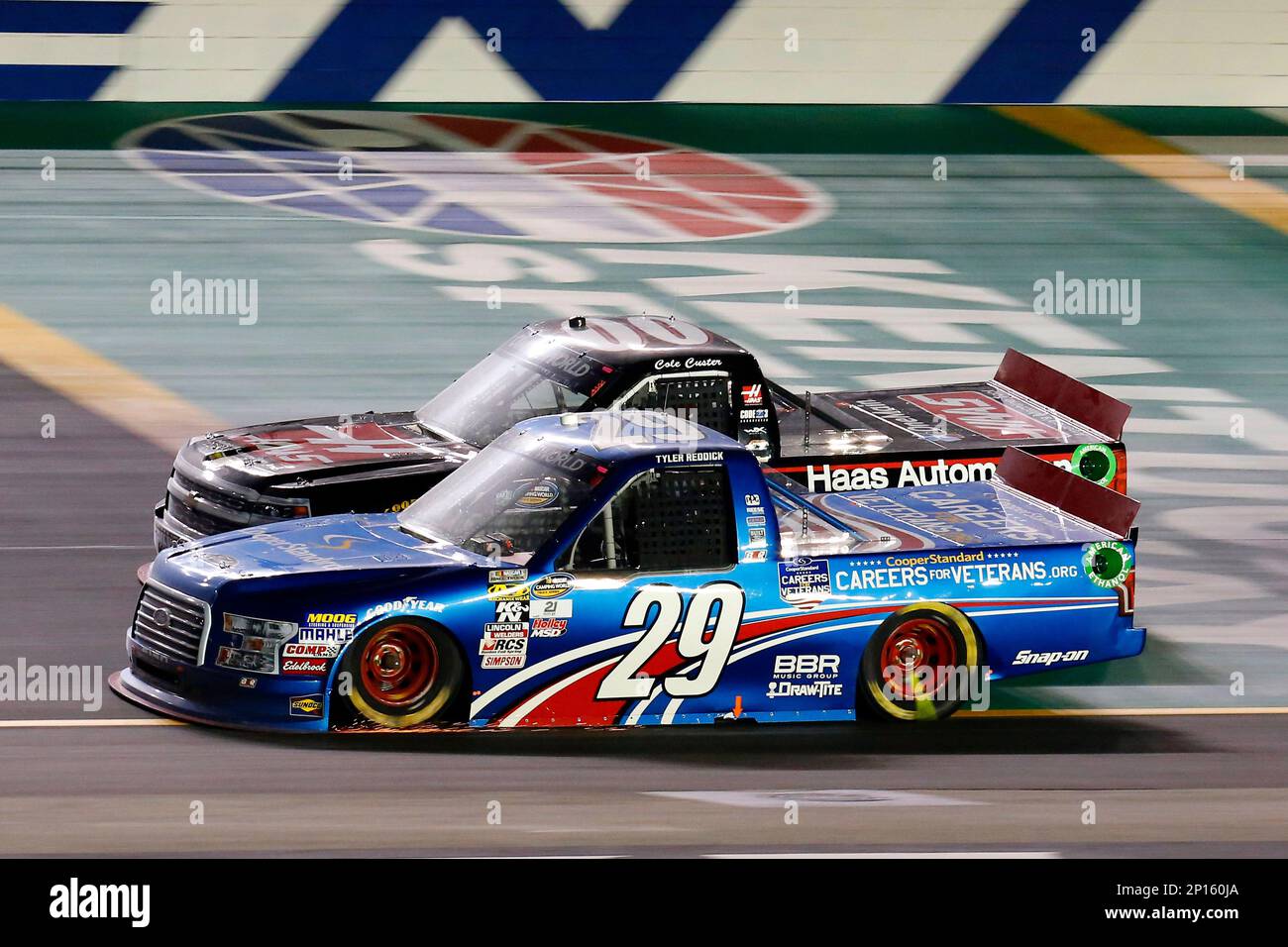Tyler Reddick (29) and Cole Custer (00) during the NASCAR Truck Series ...