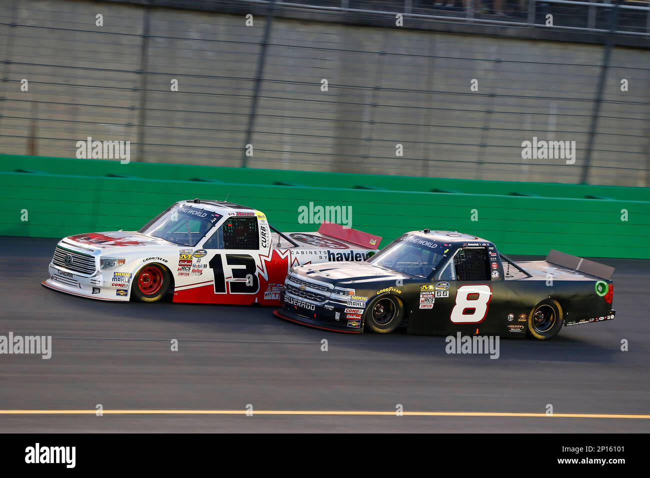 Cameron Hayley (13) and John Hunter Nemechek (8) during the NASCAR ...