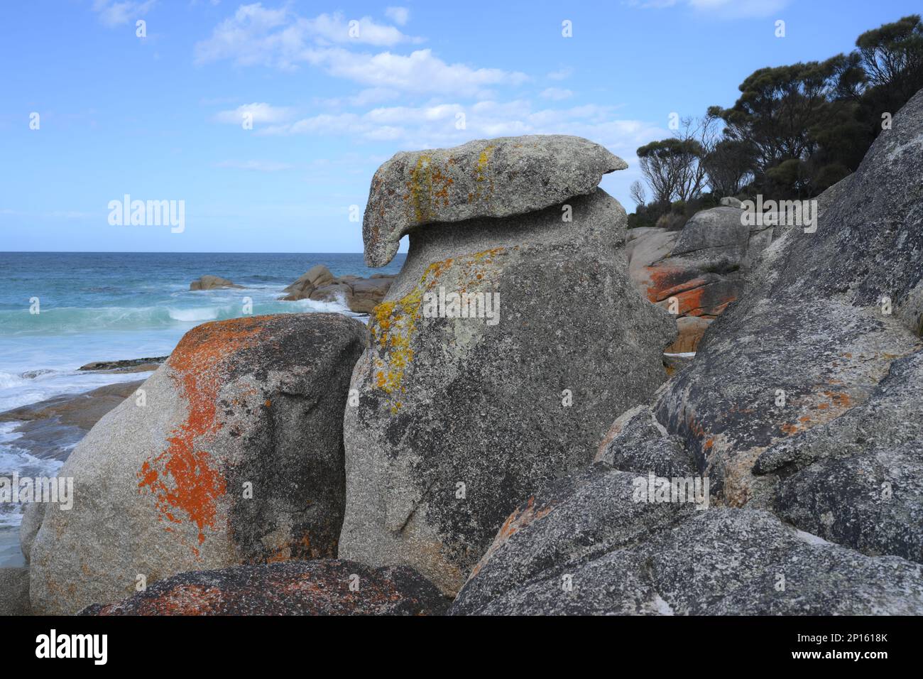 The Beach and surrounding boulders are highlighted on a blue sea with ...