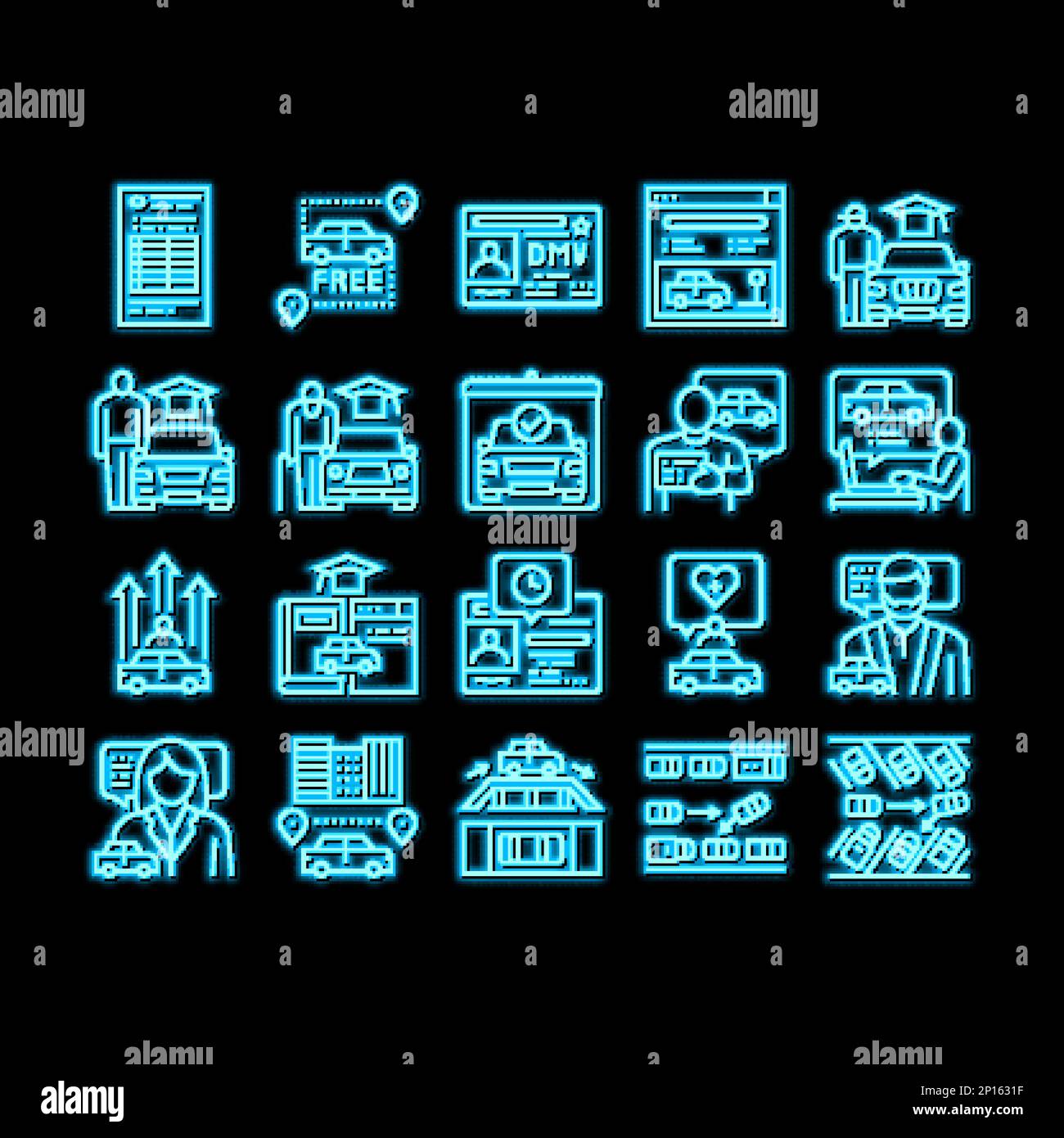 Driving School Lesson neon glow icon illustration Stock Vector Image ...