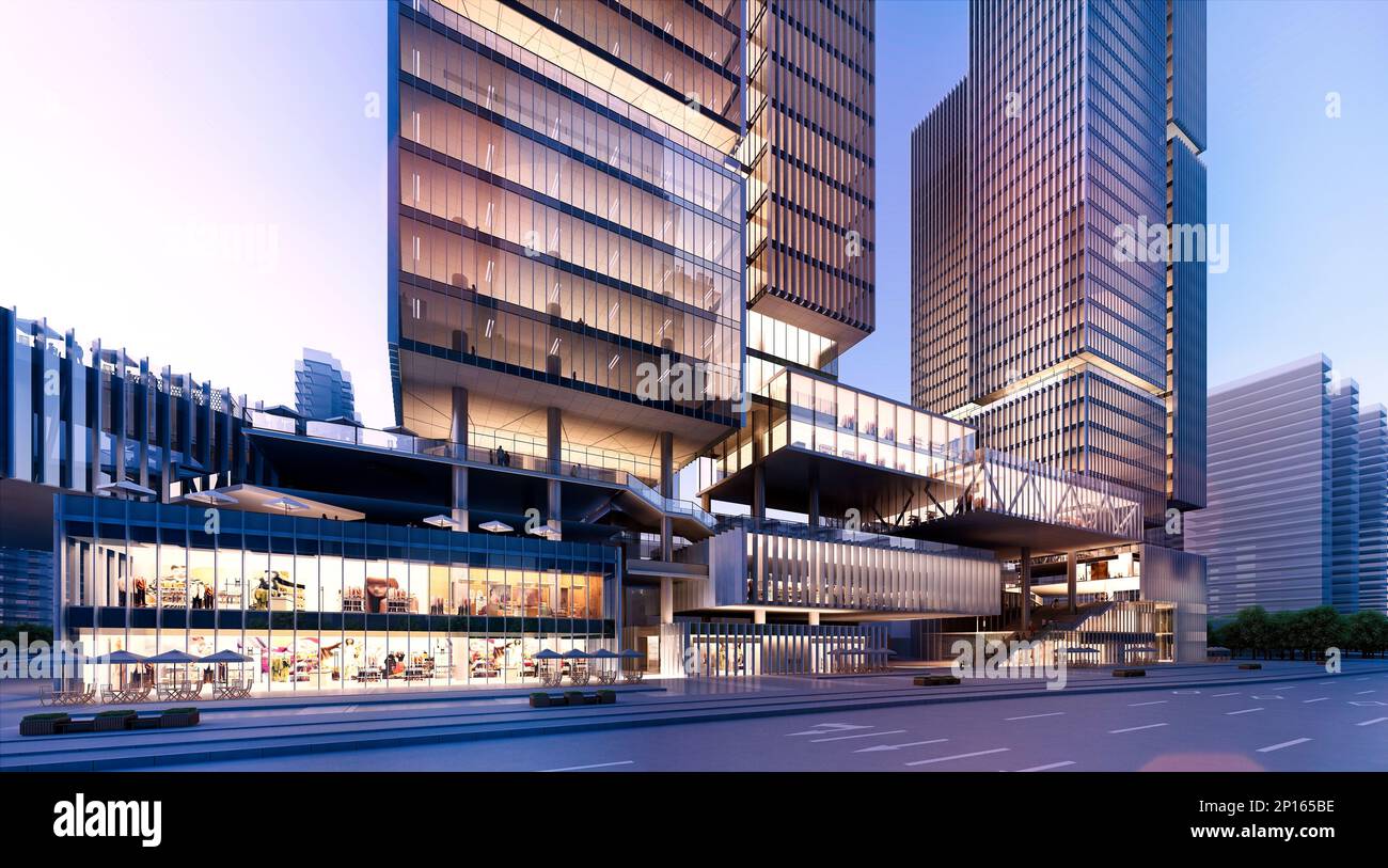 3d render of shopping mall exterior view Stock Photo - Alamy