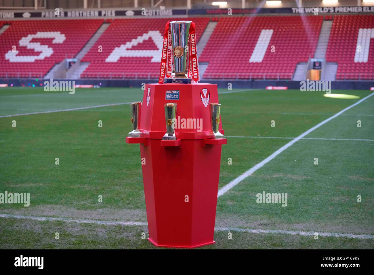 The betfred super league trophy on display hi-res stock photography and ...