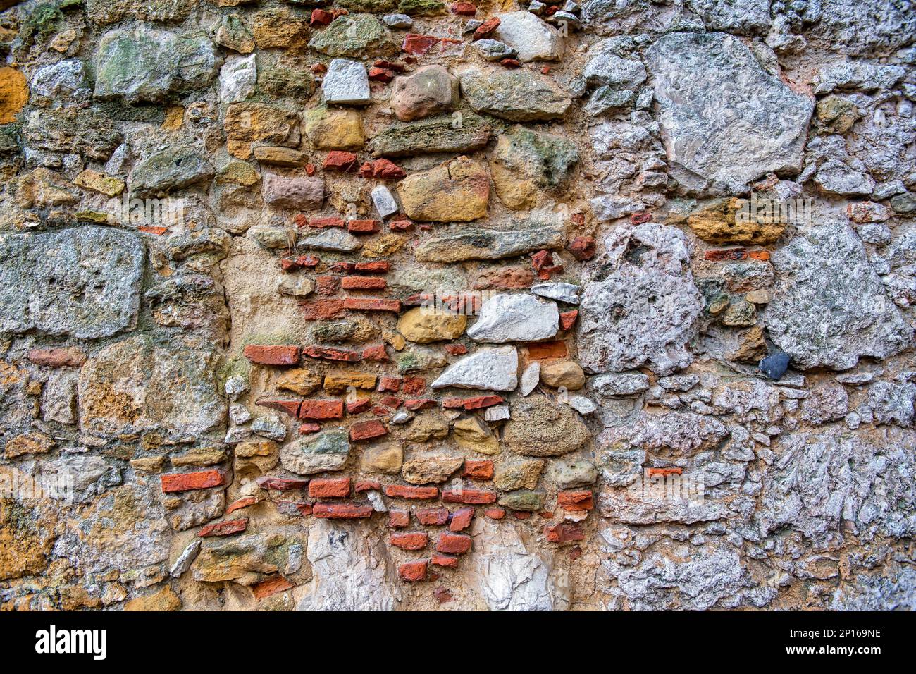 Brick laying technique of ancient times. Full frame of a medieval ...