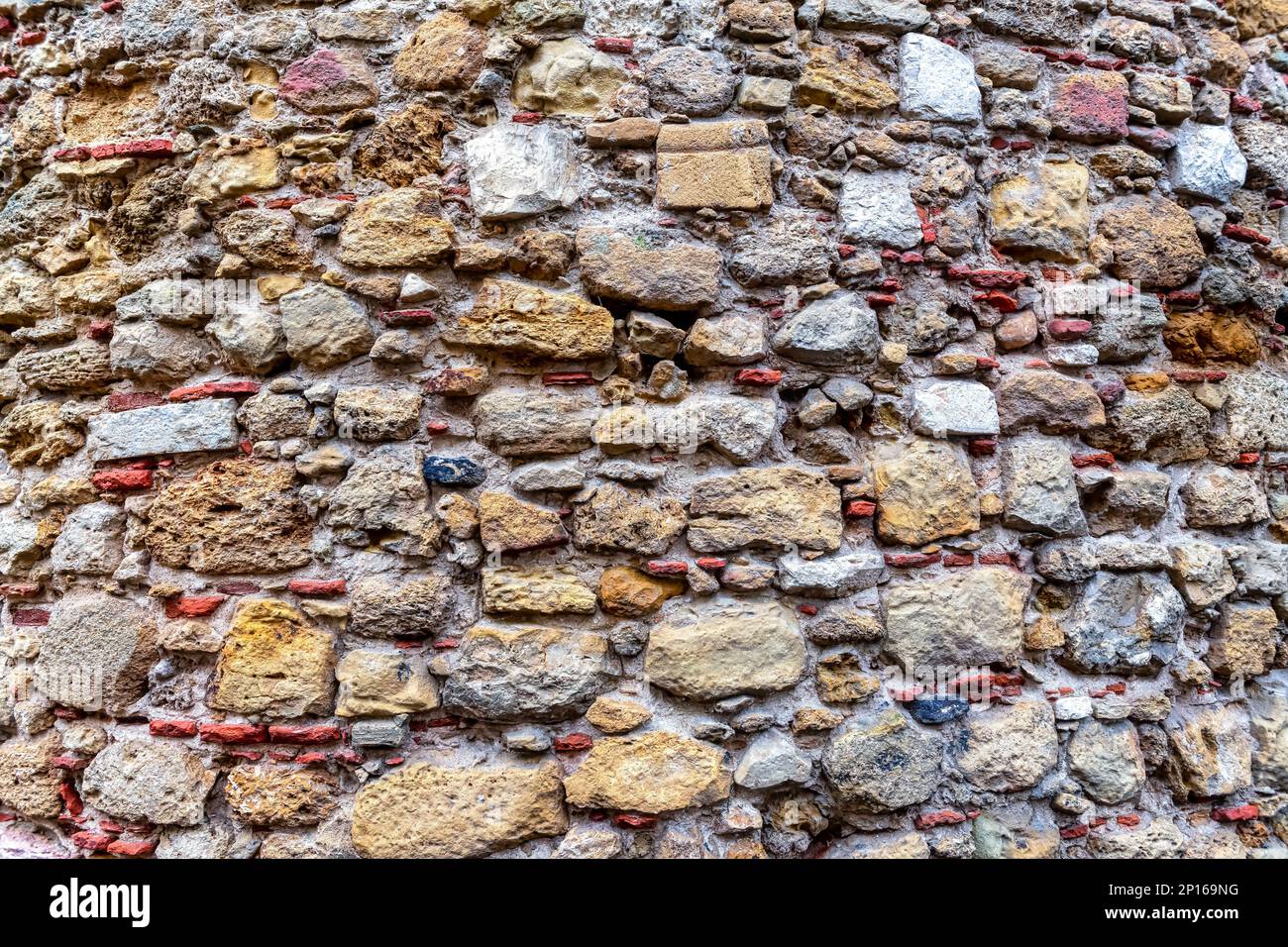 Brick laying technique of ancient times. Full frame of a medieval ...
