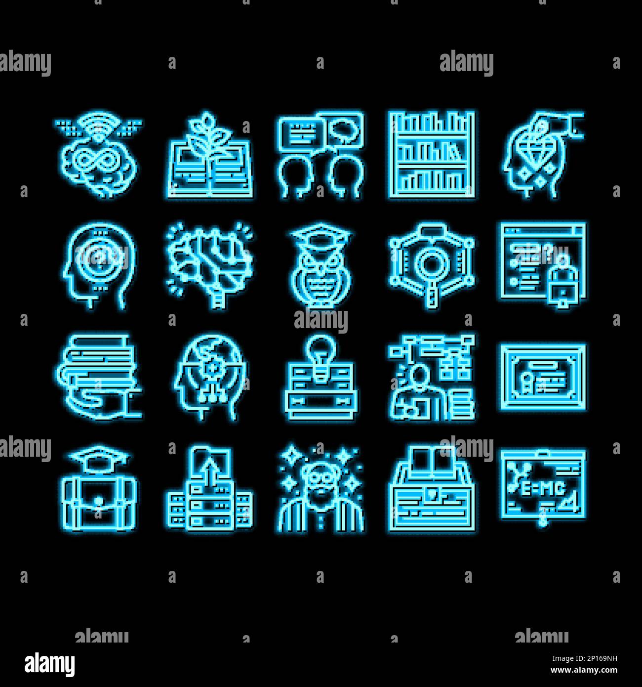 Knowledge And Mind Intelligence neon glow icon illustration Stock ...