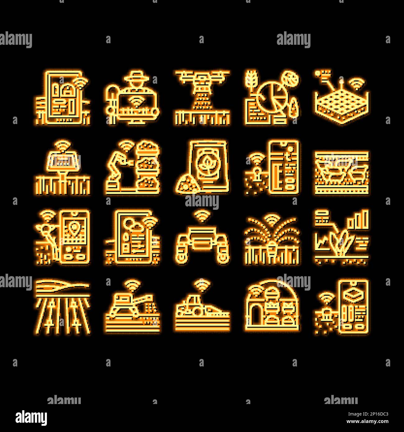 farm smart agriculture farmer neon glow icon illustration Stock Vector ...